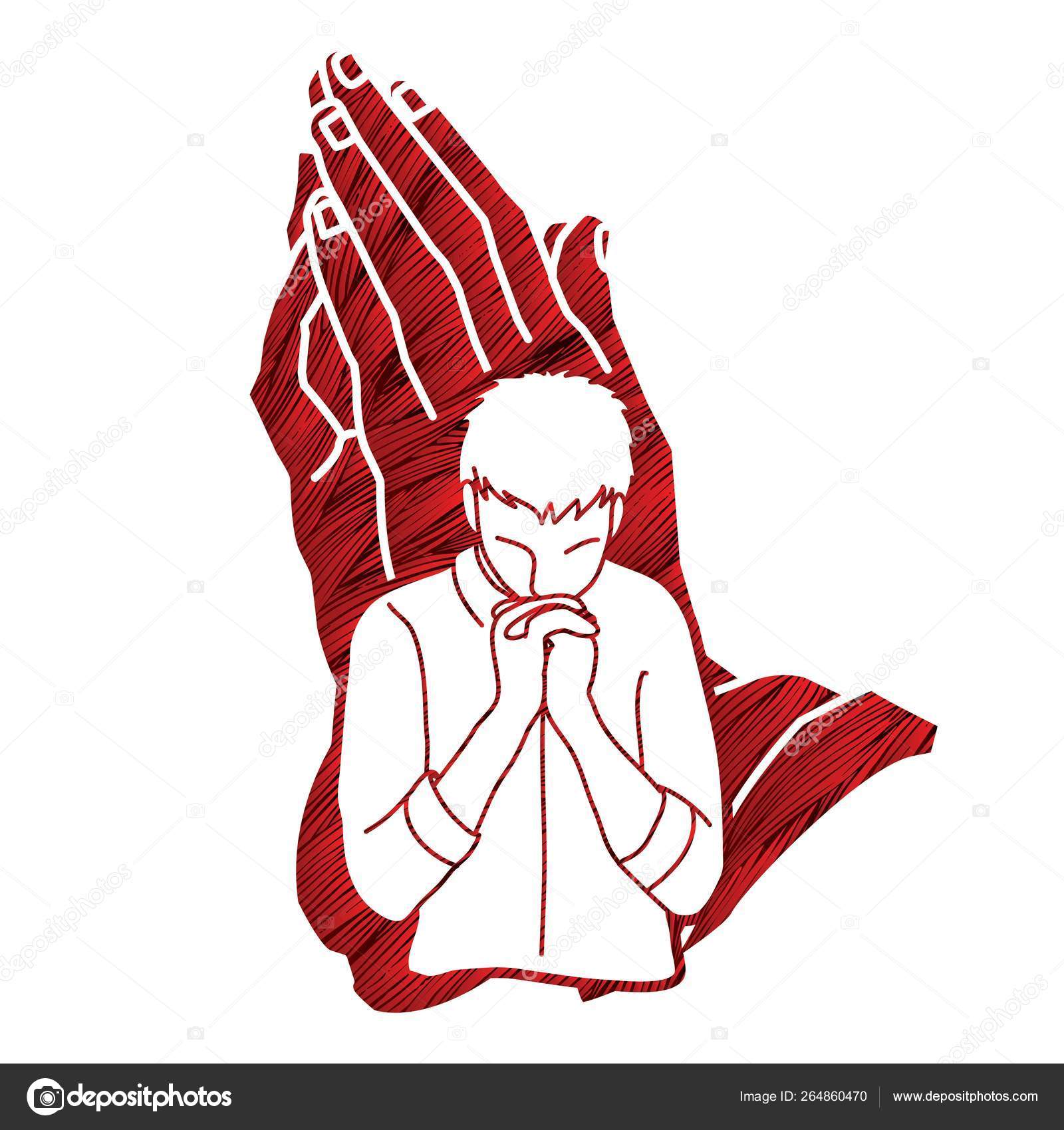 Gebet Christliches Gebet Lobpreis Gottes Anbetung Cartoon Grafik Vektor ...