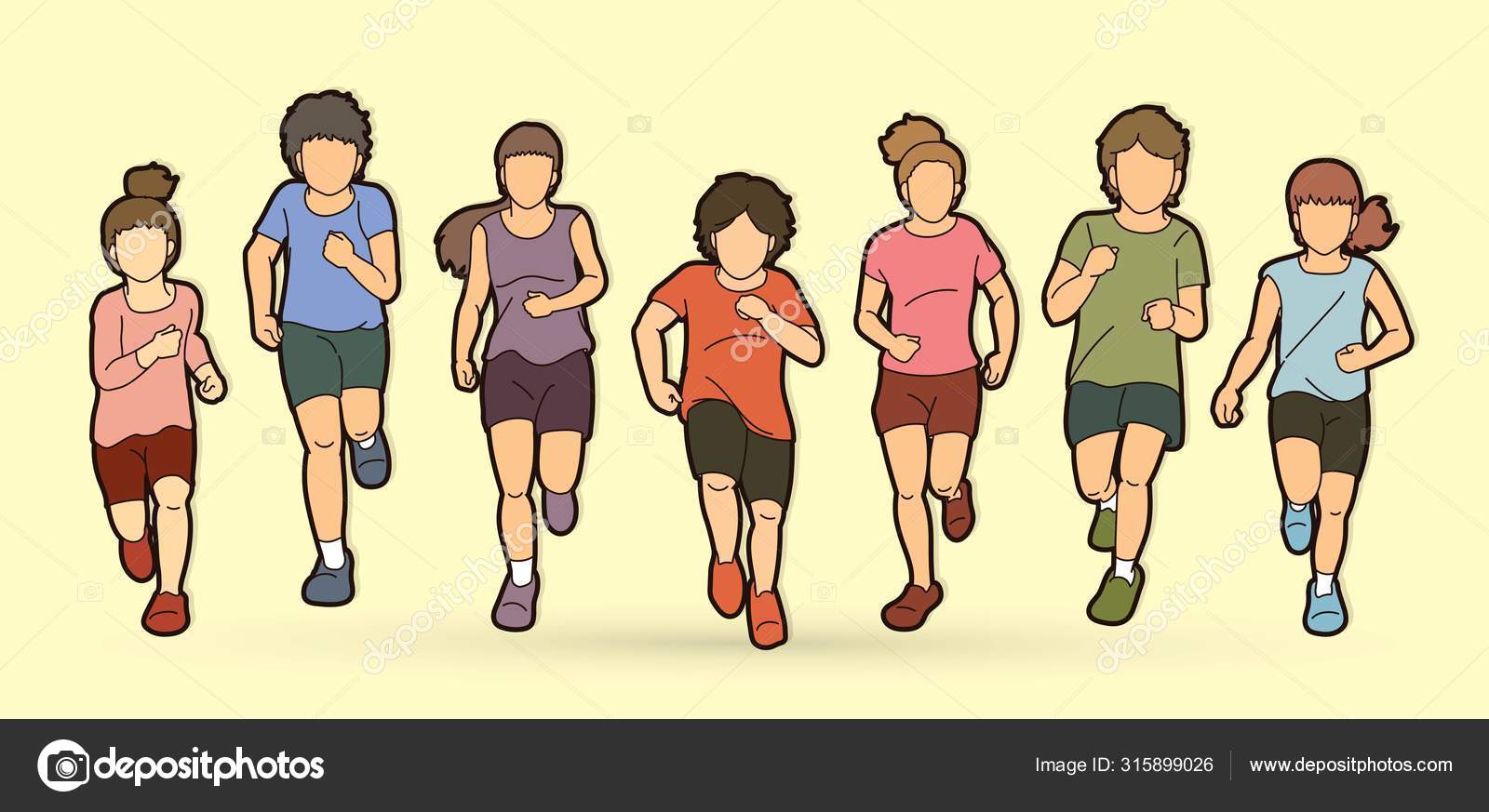 Group Children Running Together Cartoon Graphic Vector Stock Vector by ...