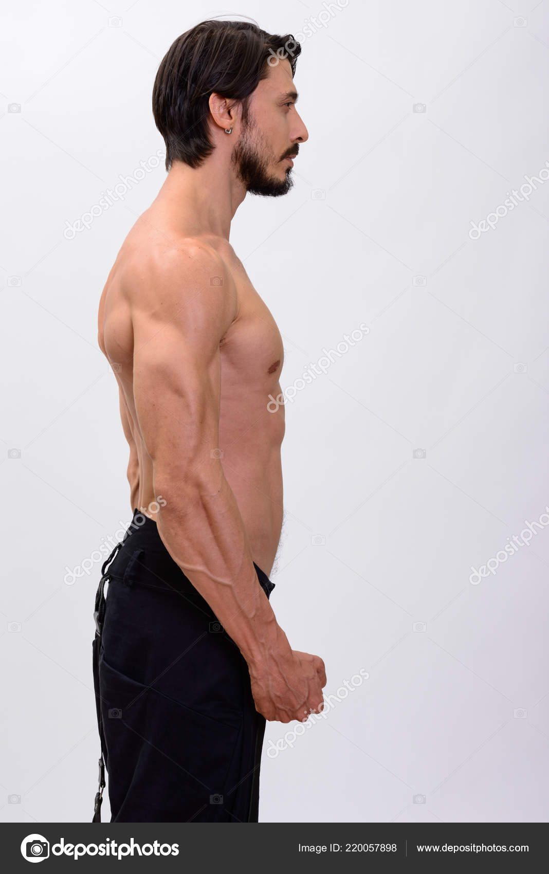 Profile view of handsome muscular man shirtless — Stock Photo © amazingmikael #220057898