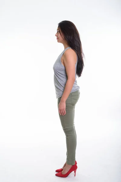 Full body shot profile view of beautiful businesswoman Stock Photo by ...