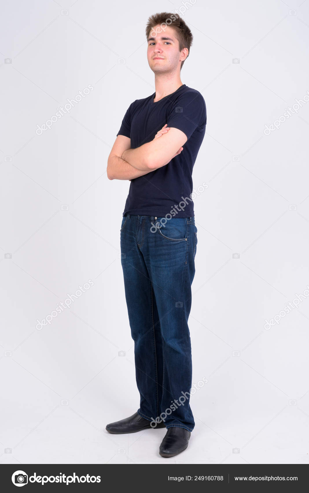 Full body shot profile view of young handsome man Stock Photo by ...