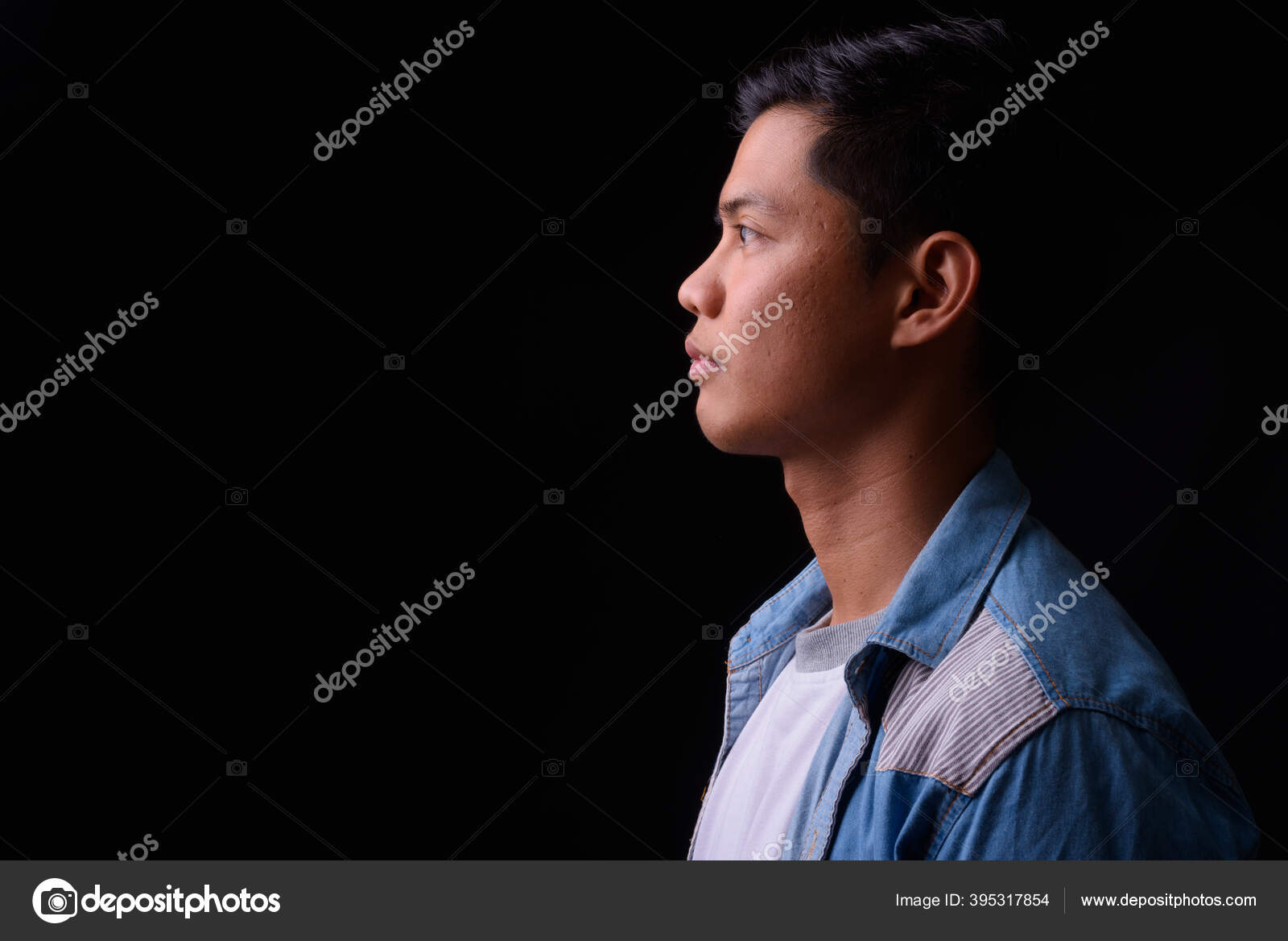 Studio Shot Young Handsome Filipino Man Black Background — Stock Photo ...