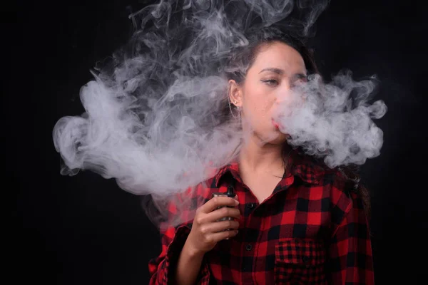 Portrait Young Beautiful Filipino Woman Vaping Home Outdoors Stock ...