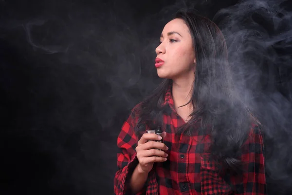 Portrait Young Beautiful Filipino Woman Vaping Home Outdoors Stock ...