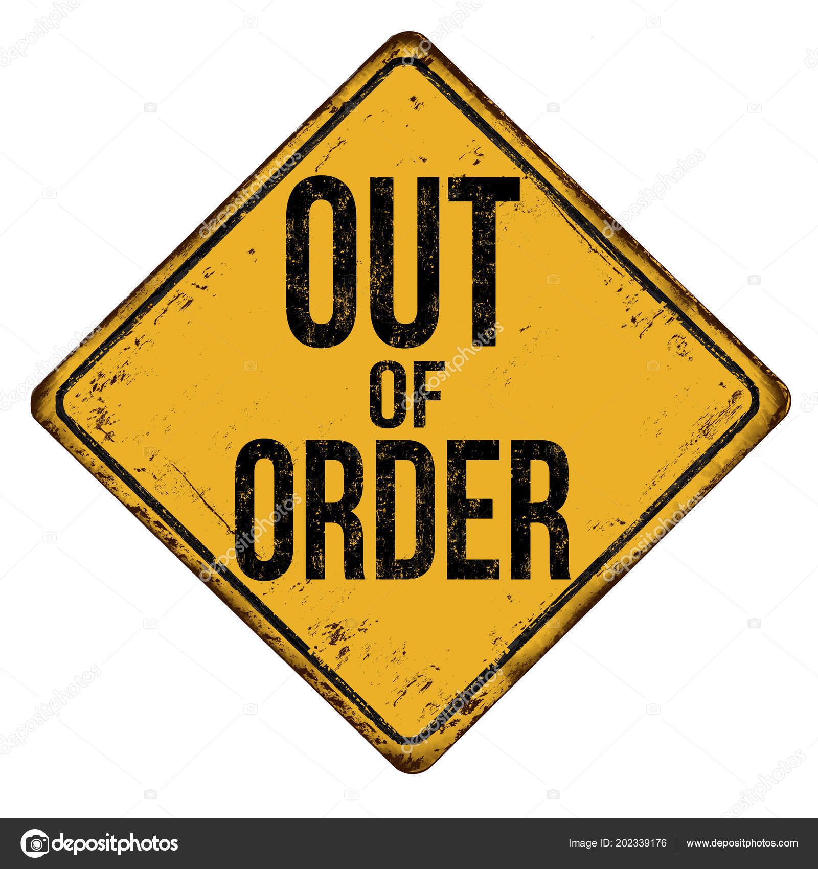 Out Order Vintage Rusty Metal Sign White Background Vector Illustration ...