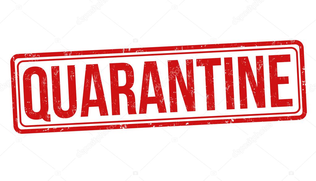 Signo o sello de cuarentena sobre fondo blanco, ilustración vectorial 2023