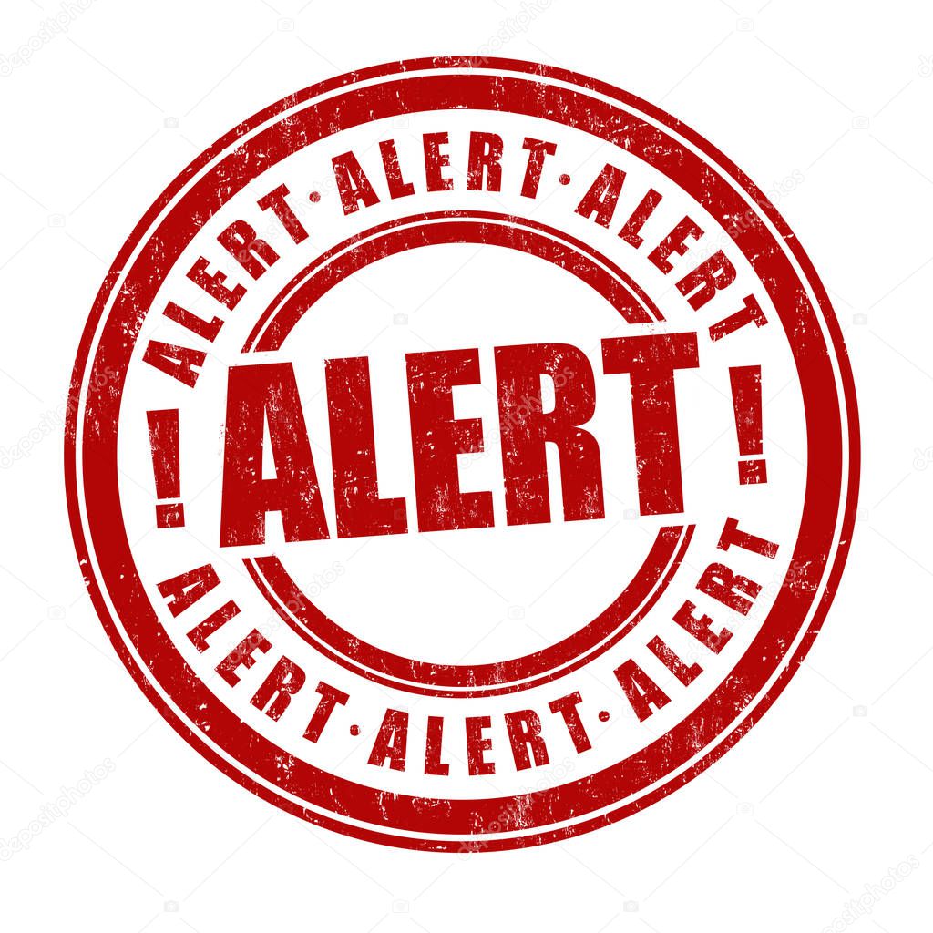 Signo de alerta o sello sobre fondo blanco, ilustración vectorial 2024