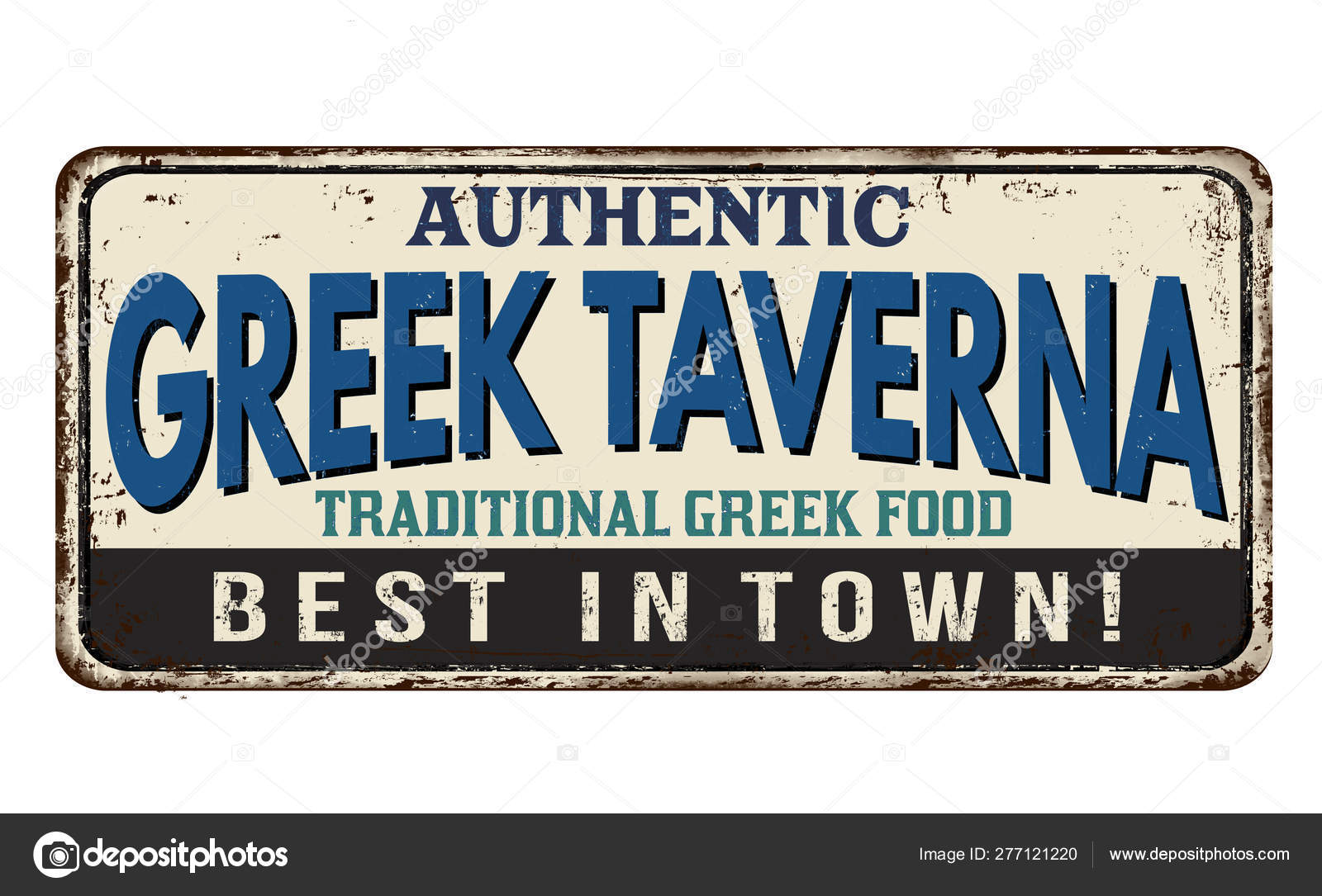 Authentic greek taverna vintage rusty metal sign Stock Vector Image by ...