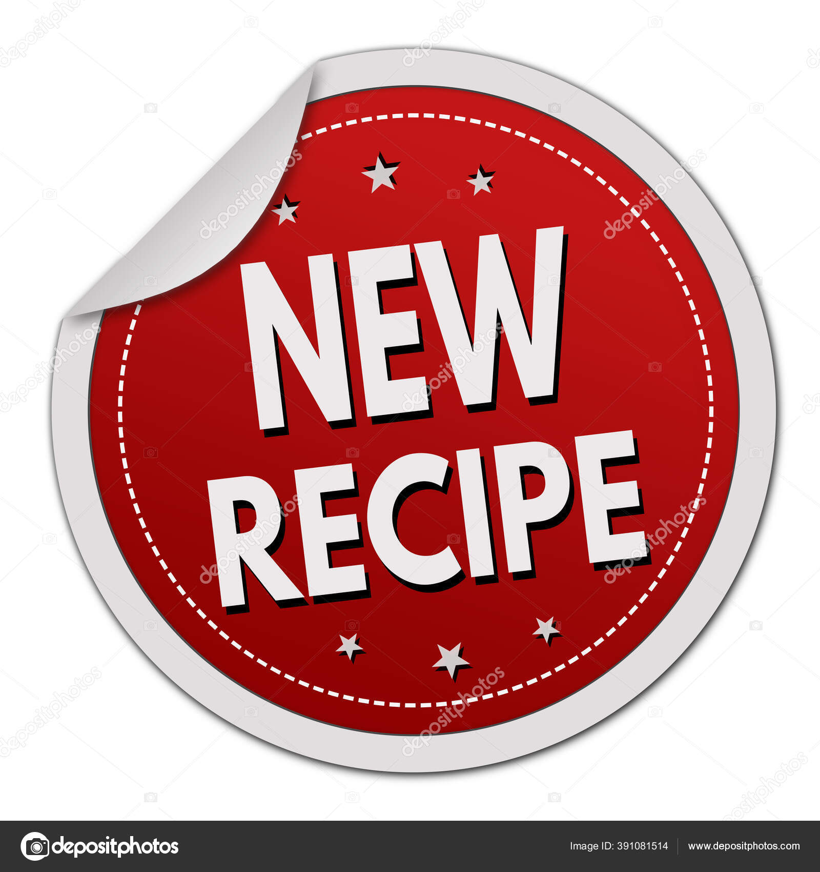 New Recipe Label Sticker White Background Vector Illustration Stock ...