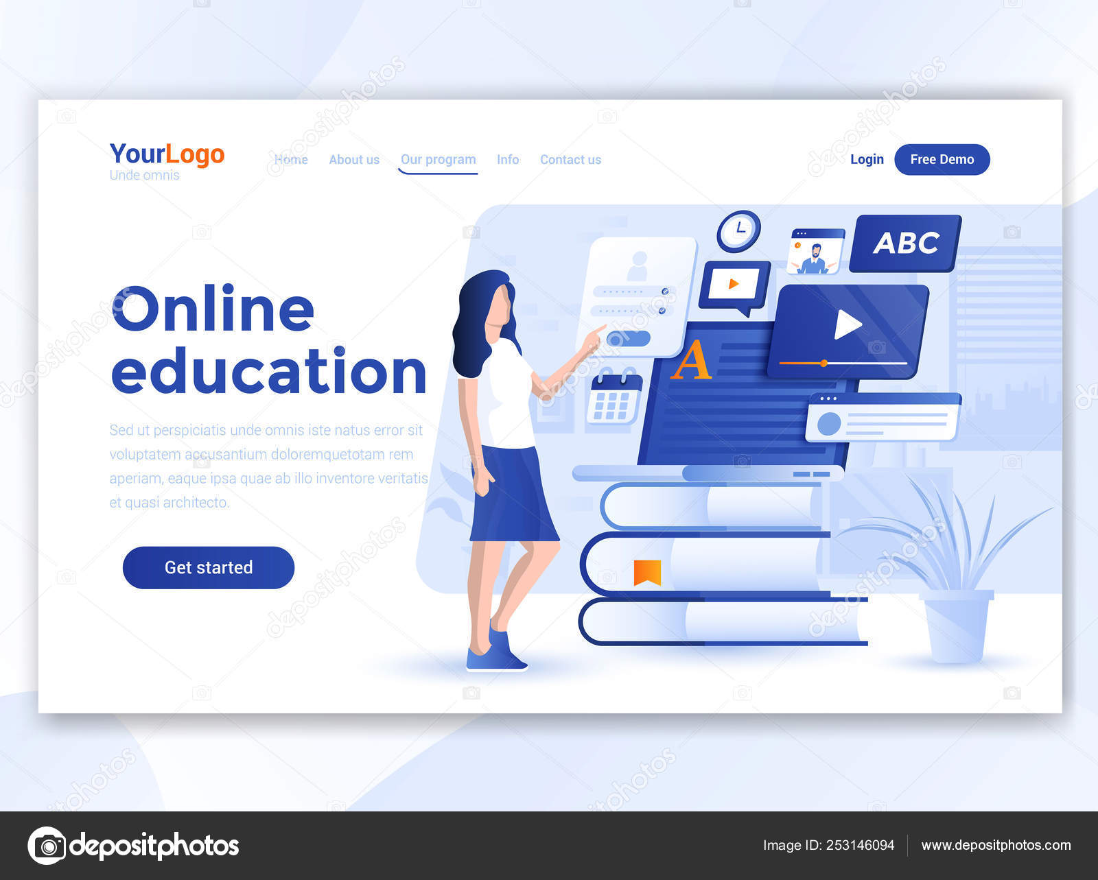 Flat Modern design of wesite template - Online Education Stock Vector ... Flat Modern design of wesite template - Online Education Stock Vector ...