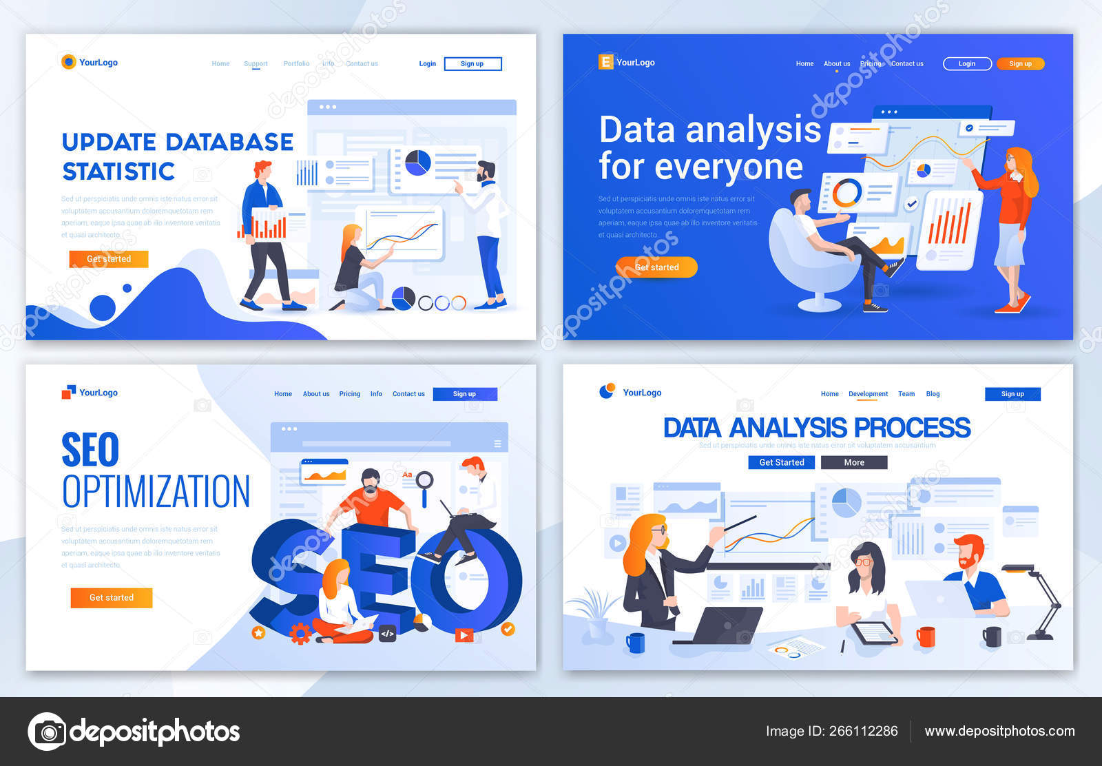 Flat Modern design of website template - Data Analysis Stock Vector by ...