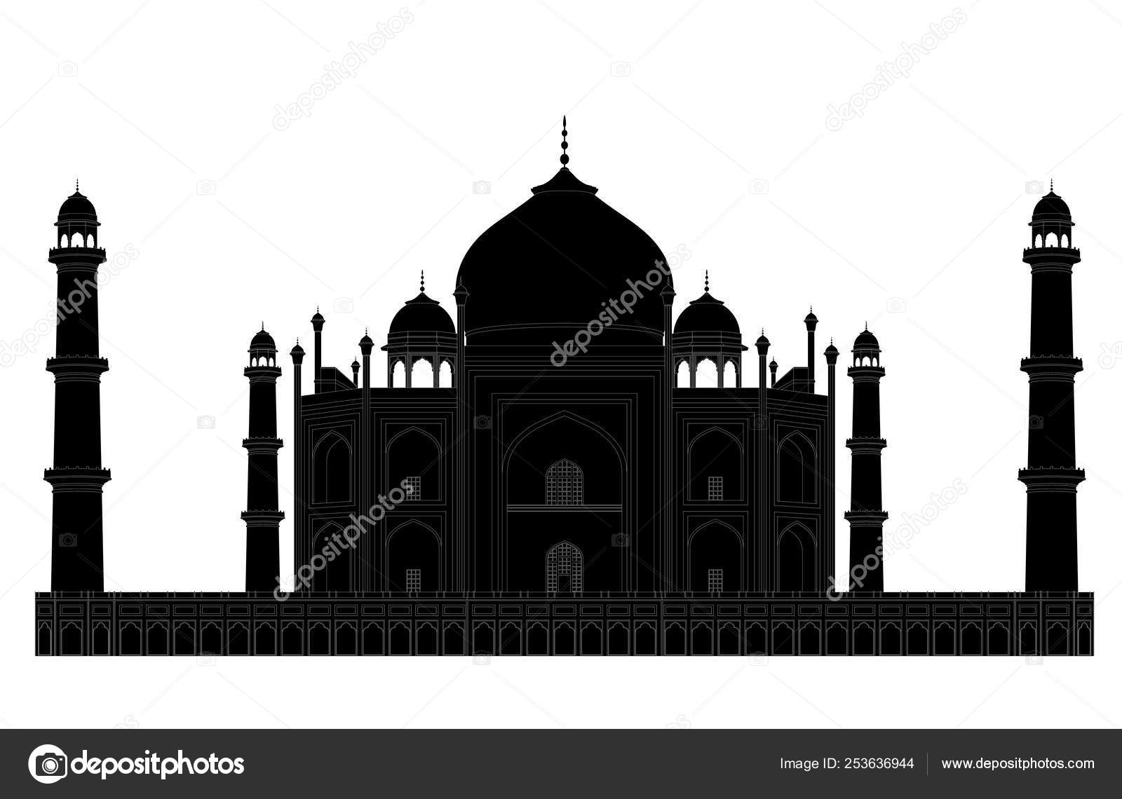 Taj Mahal Silhouette Stock Vector by ©djahan 253636944