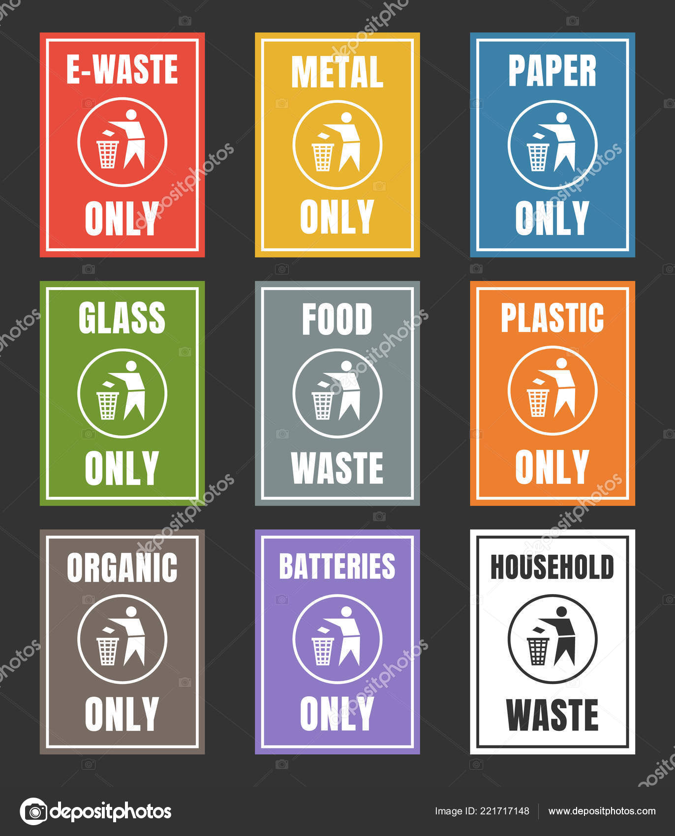 Waste sorting labels set, waste managment for recycling Stock Vector ...