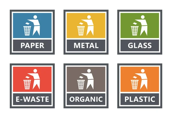 Waste management labels set, waste sorting for recycling Stock Vector ...