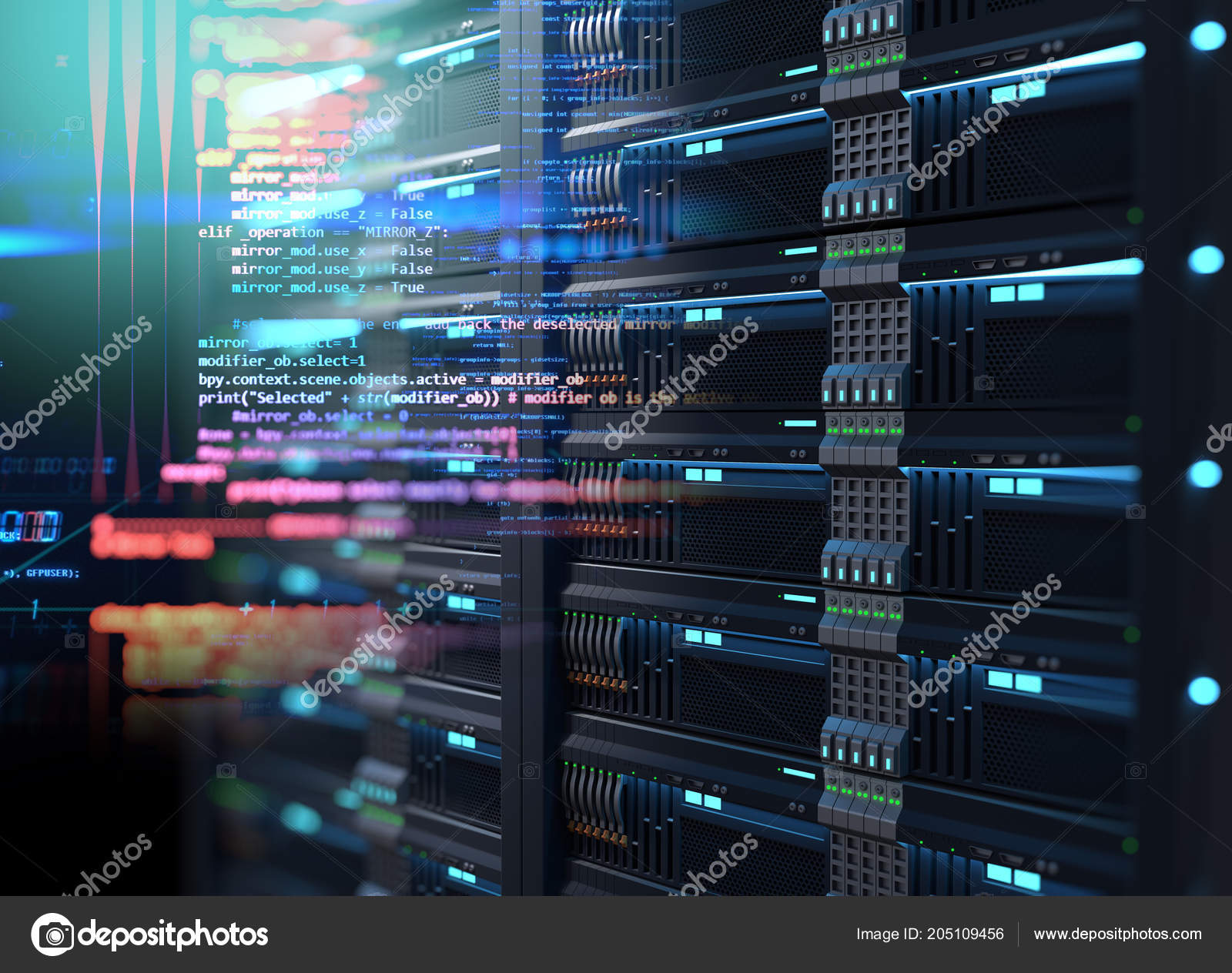 Super Computer Server Racks Datacenter Illustration — Stock Photo ...