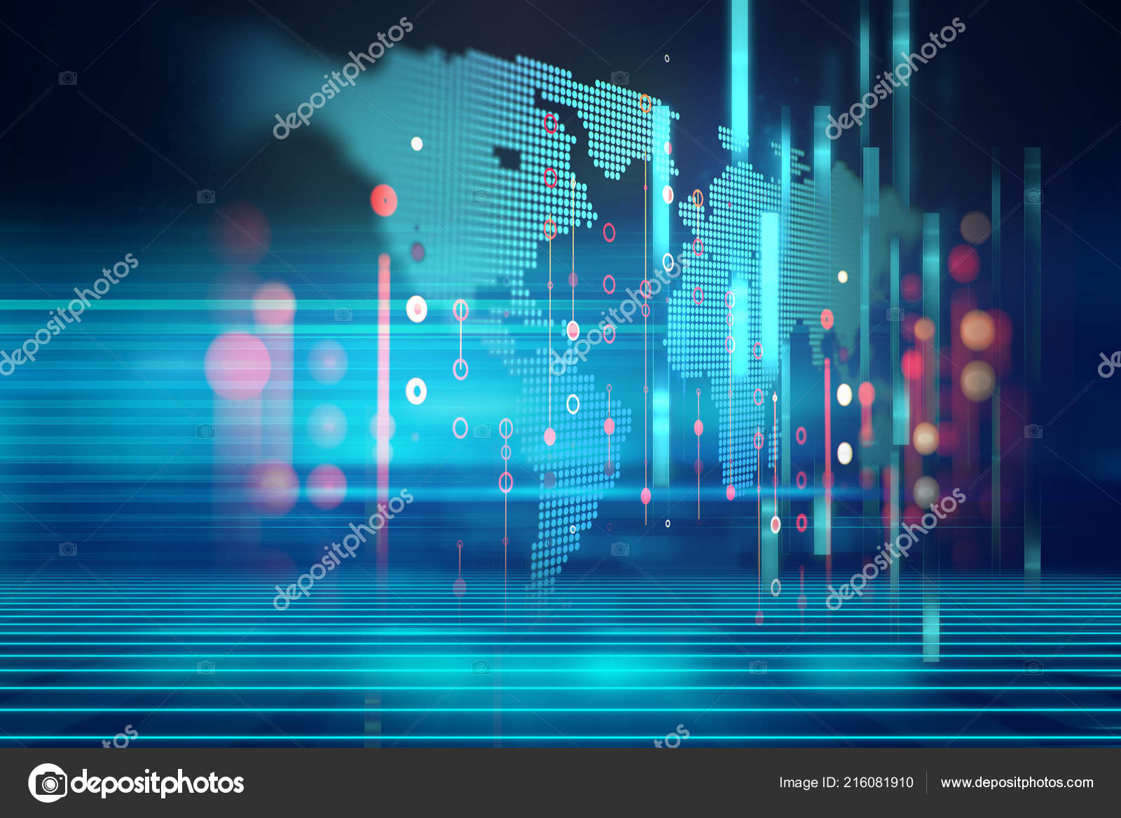 Futuristic Earth Map Technology Abstract Background Represent Global