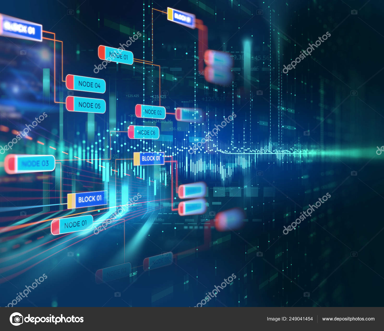 Technical financial graph on technology abstract background Stock Photo ...
