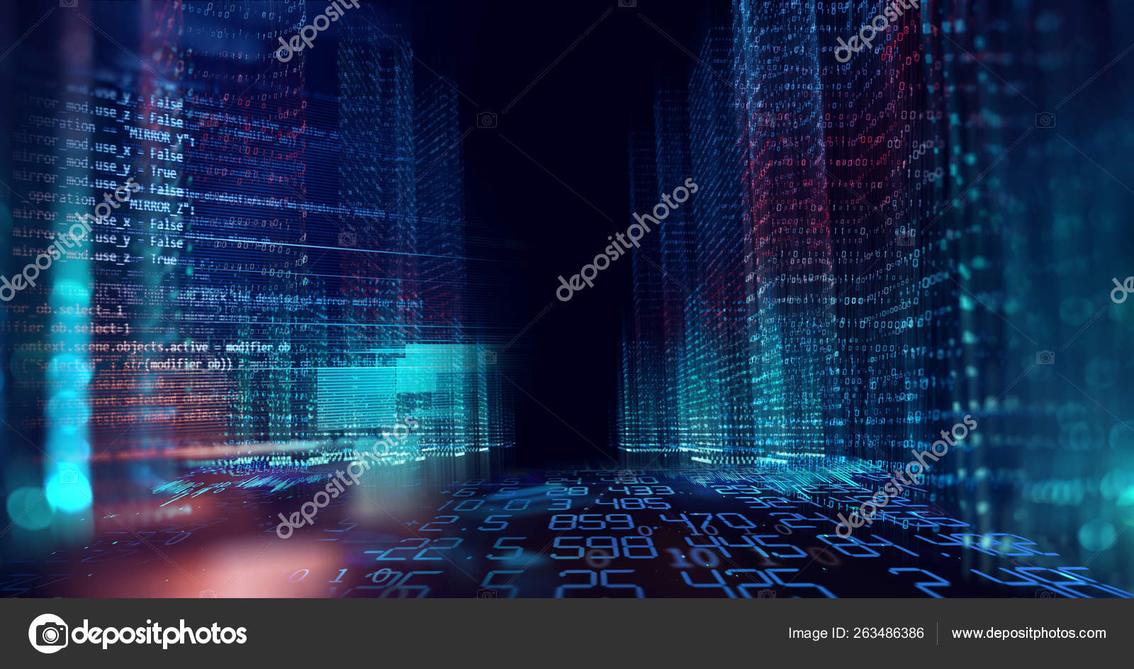 Digital city scape with digit number elements illustration — Stock ...