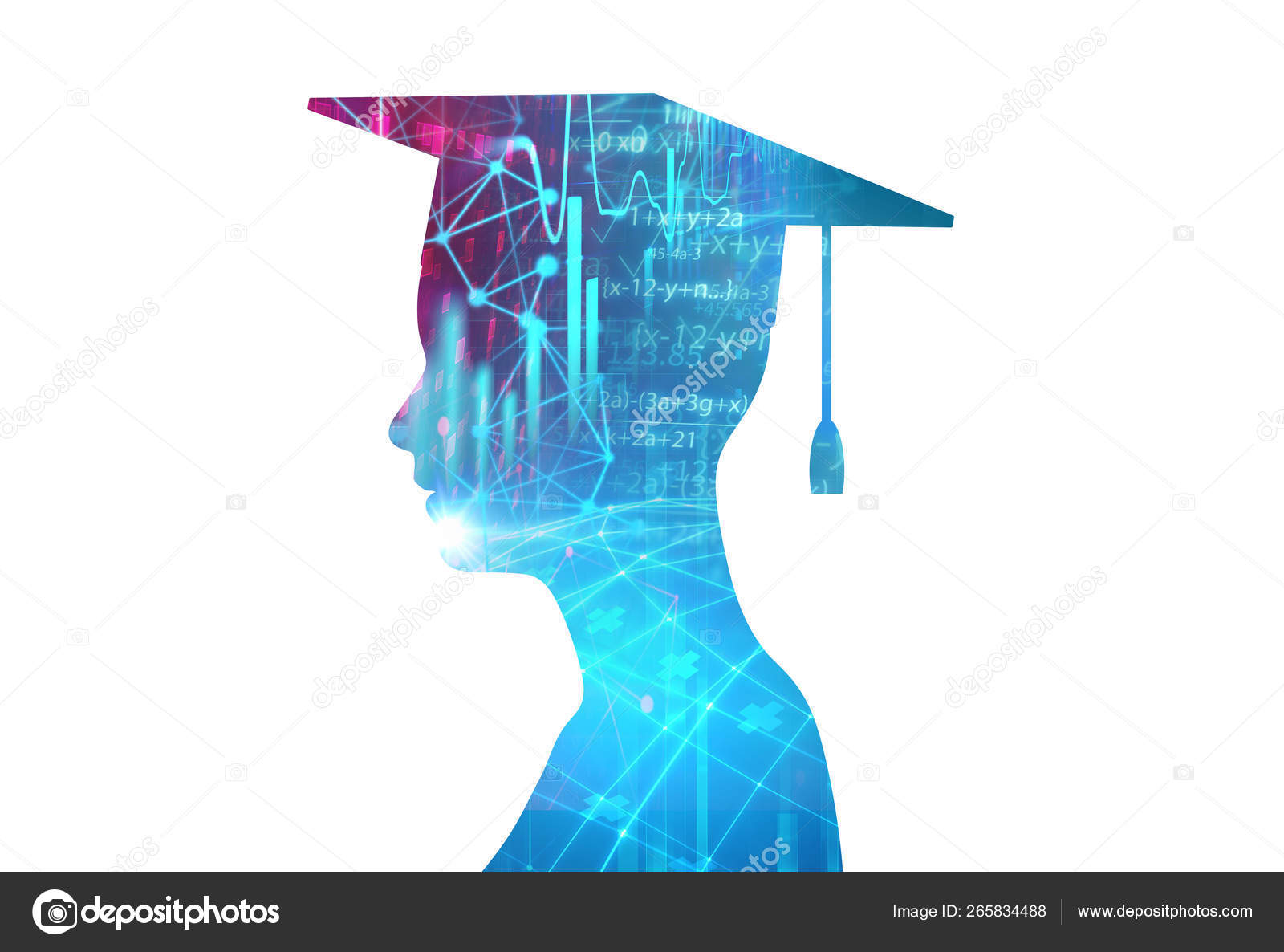 3d rendering of virtual human silhouette on technology backgroun ...