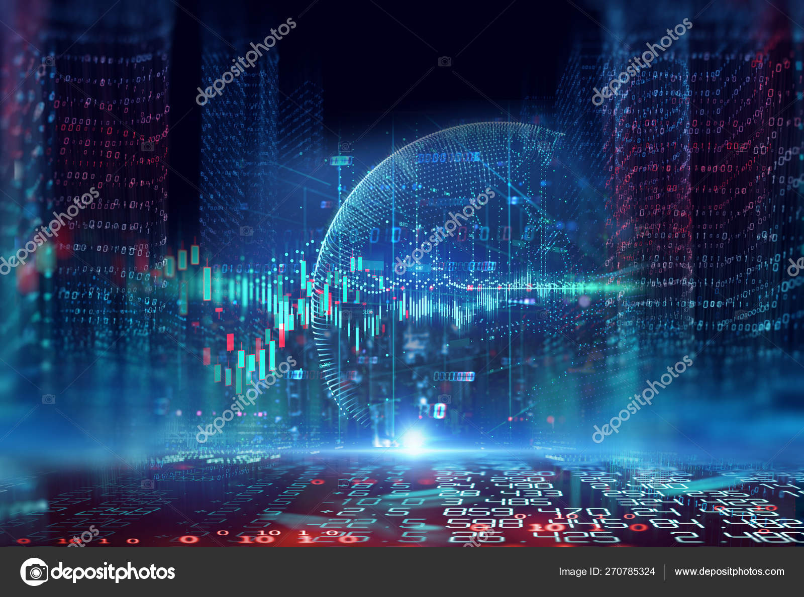 Digital city scape with digit number elements illustration Stock Photo ...