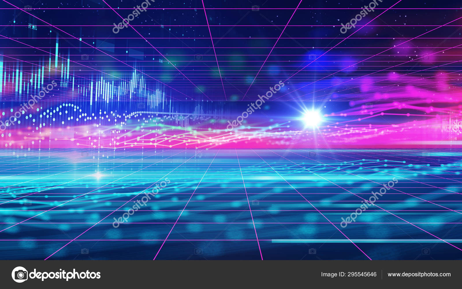Retro futuristic background 1980s style 3d illustration. Stock Photo by ...