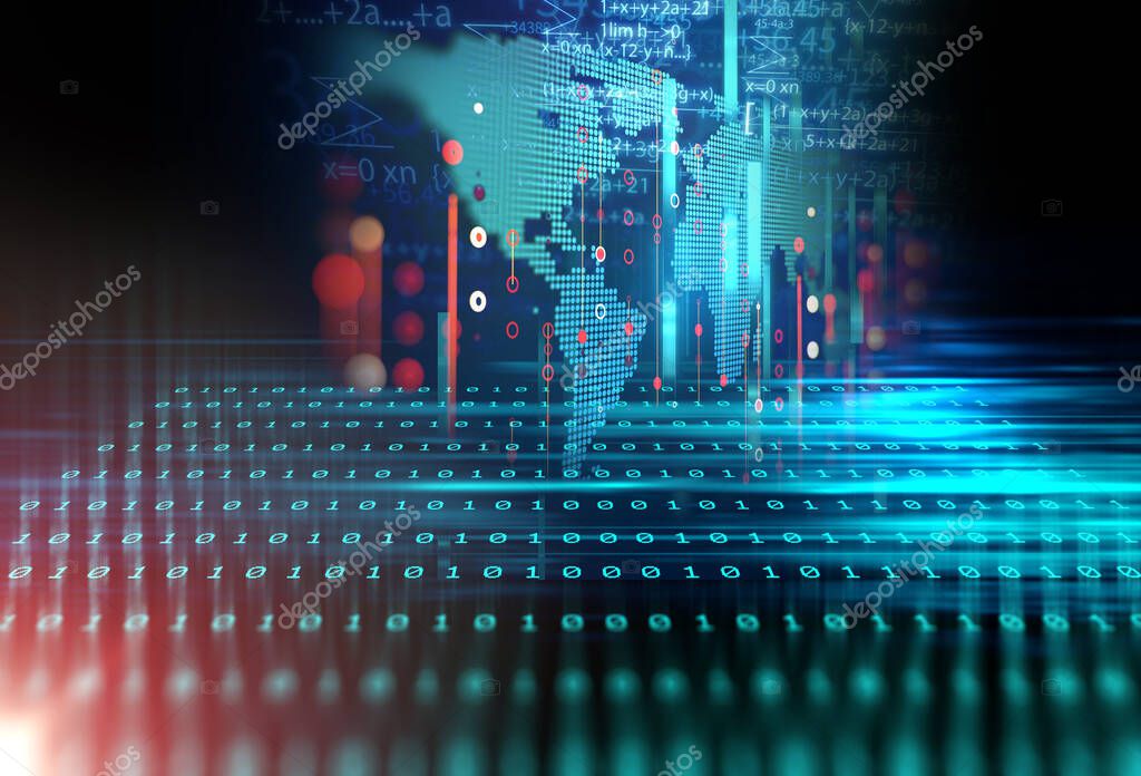 número de código digital fondo abstracto, representan la tecnología de ...