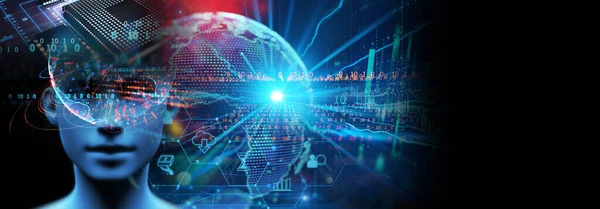 Double Exposure Image Virtual Human 3Dillustration Business Learning ...