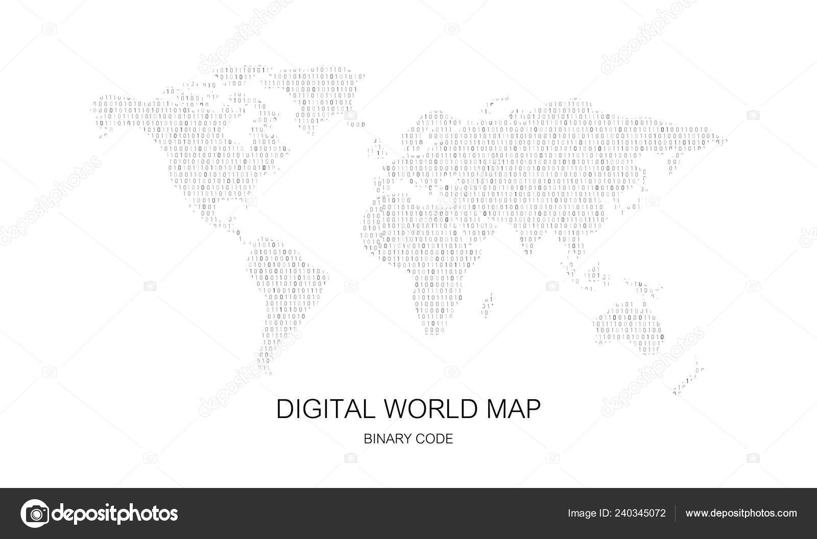 Digital World Map Binary Code Pattern Vector Illustration Stock Vector by ©phonlamai 240345072