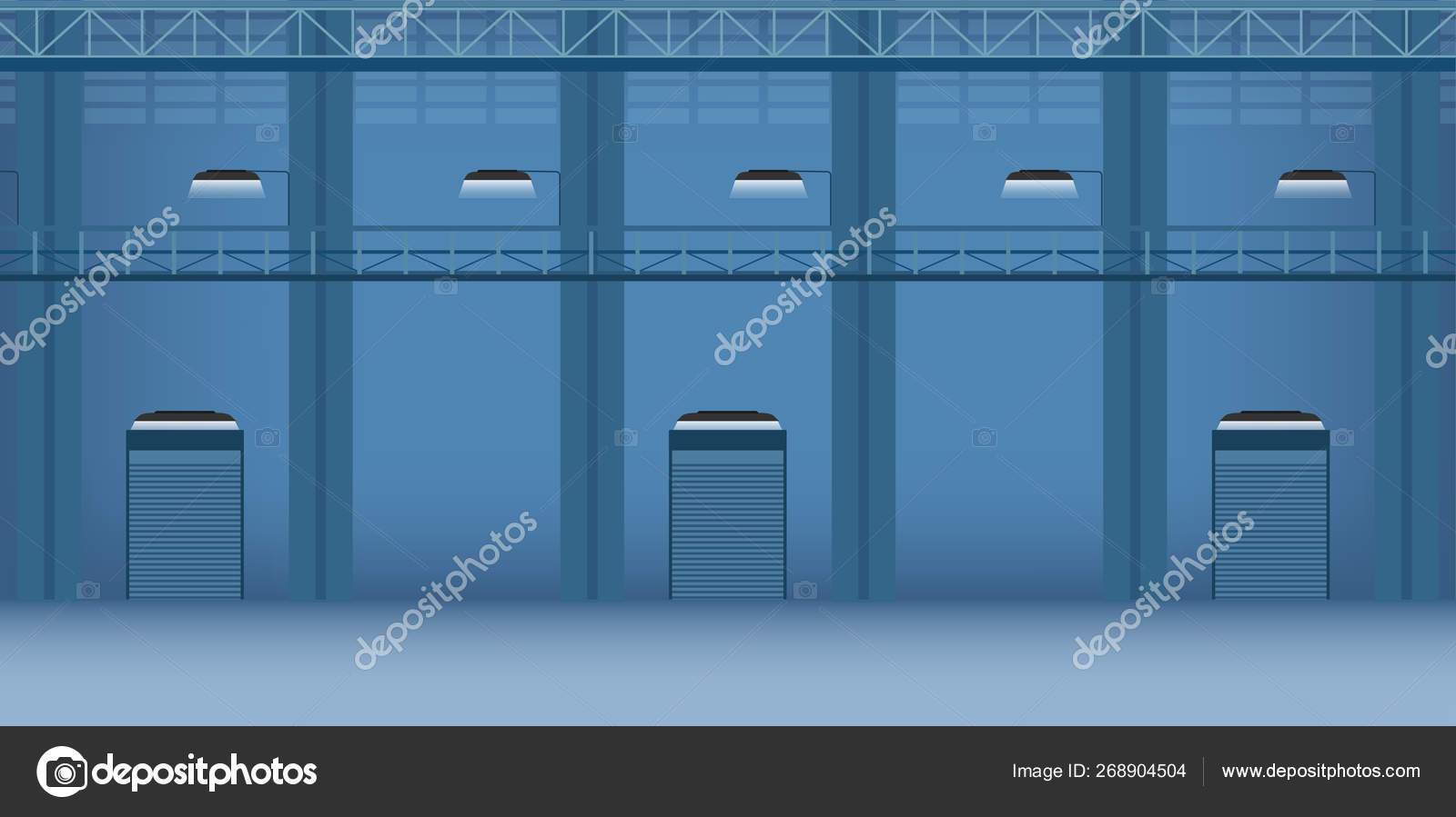 Interior Empty Factory Pendant Lamps Vector Illustration Stock Vector ...