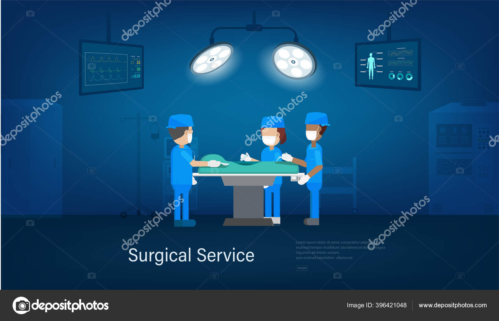 Surgical Service Banner Flat Design Vector Illustration Stock Vector ...