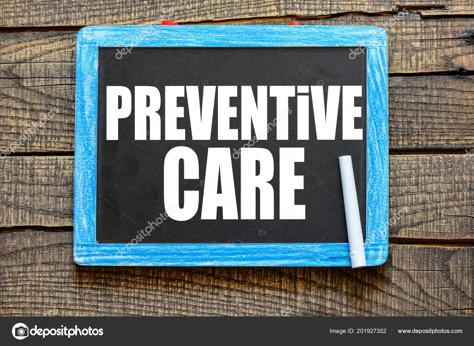 Preventive Care Handwritten White Chalk Blackboard Wood Background ...