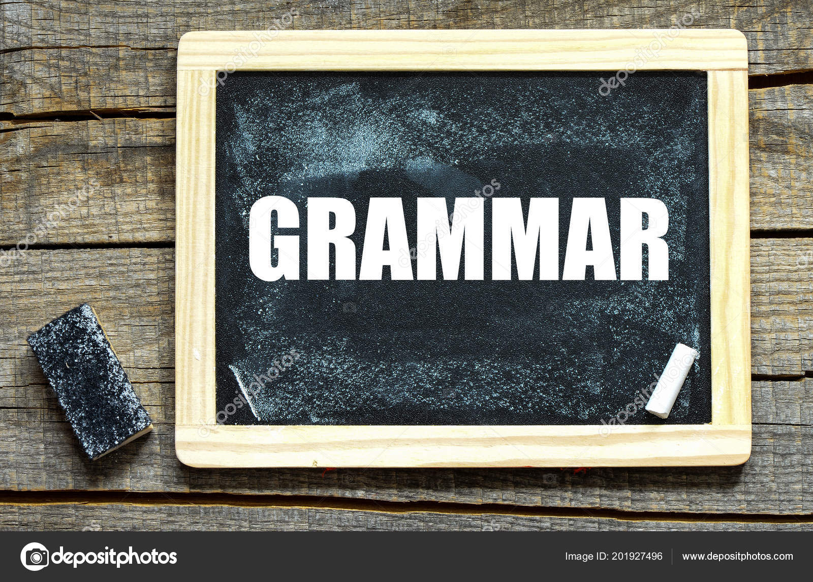 Grammar Escrito Mano Con Tiza Blanca Sobre Pizarra Sobre Fondo — Foto ...