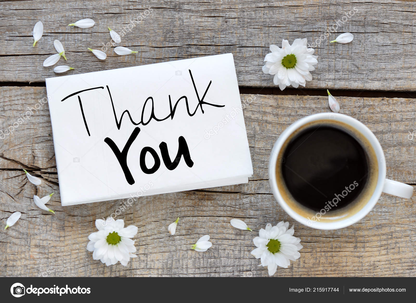 Thank You Text Flowers Cup Coffee Stock Photo by ©roobcio 215917744