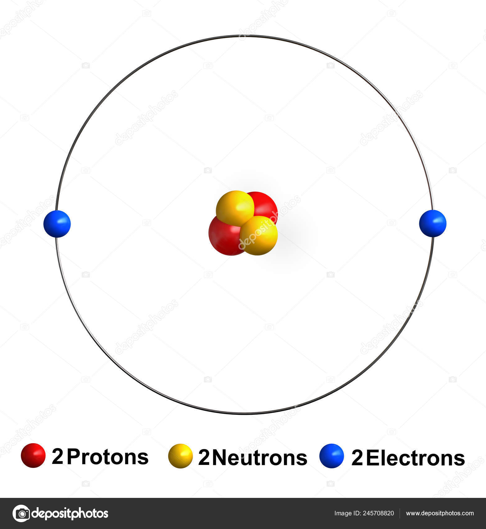 Renderizado Estructura Atómica Helio Aislado Sobre Fondo Blanco — Foto ...