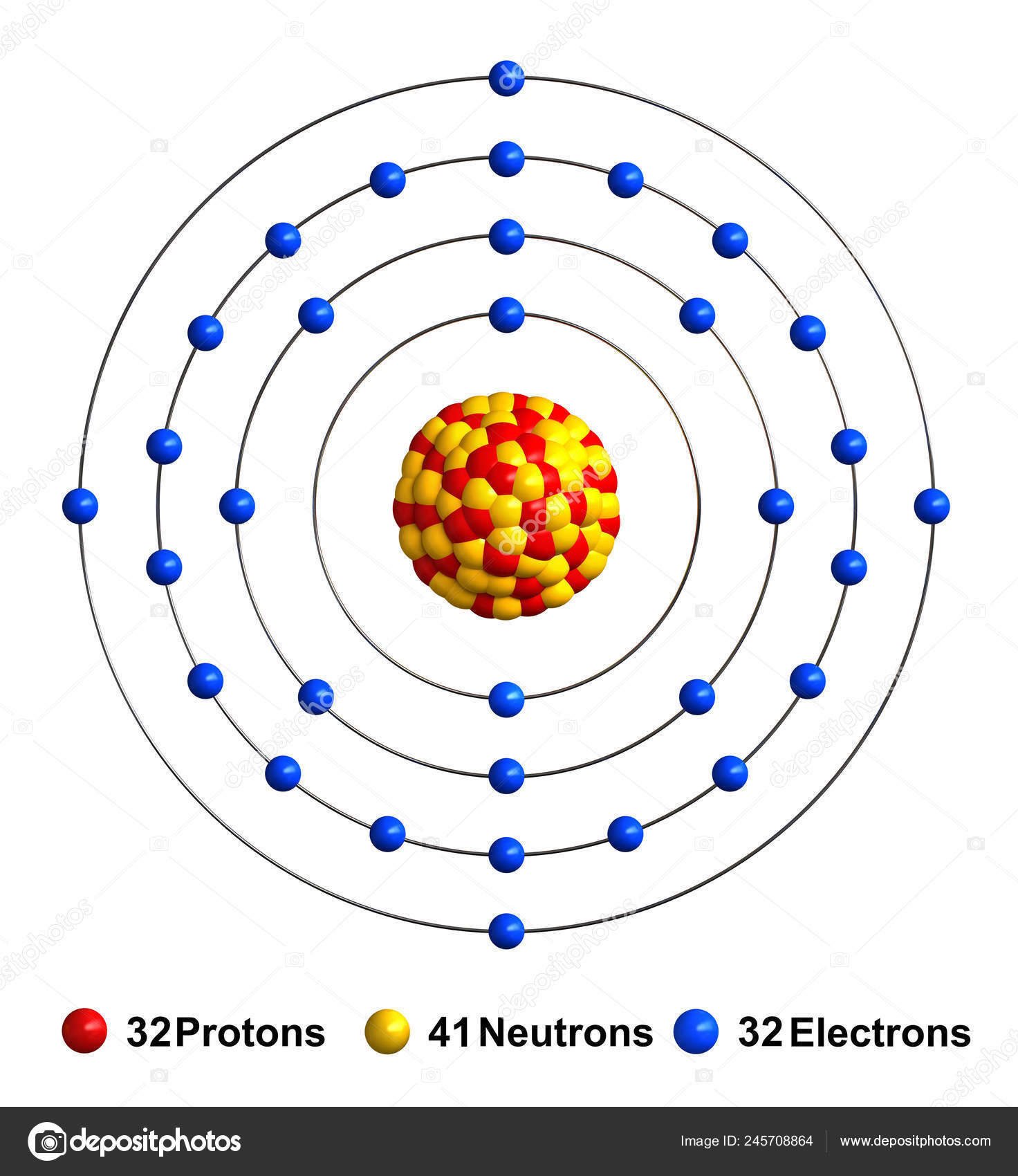 Render Atom Structure Germanium Isolated White Backgroun — Stock Photo ...