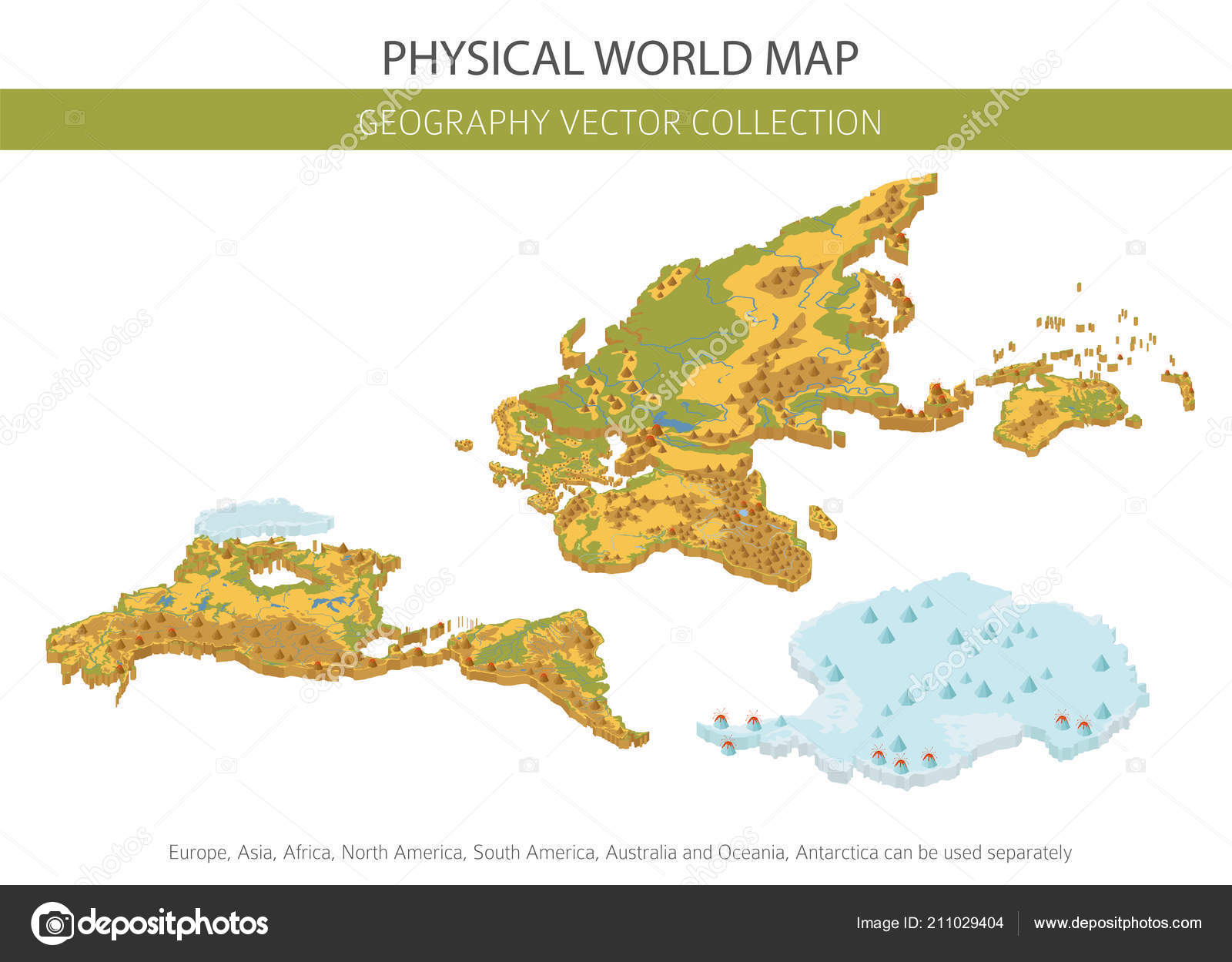 Physical World Map Elements Build Your Own Geography Info Graphic Stock ...
