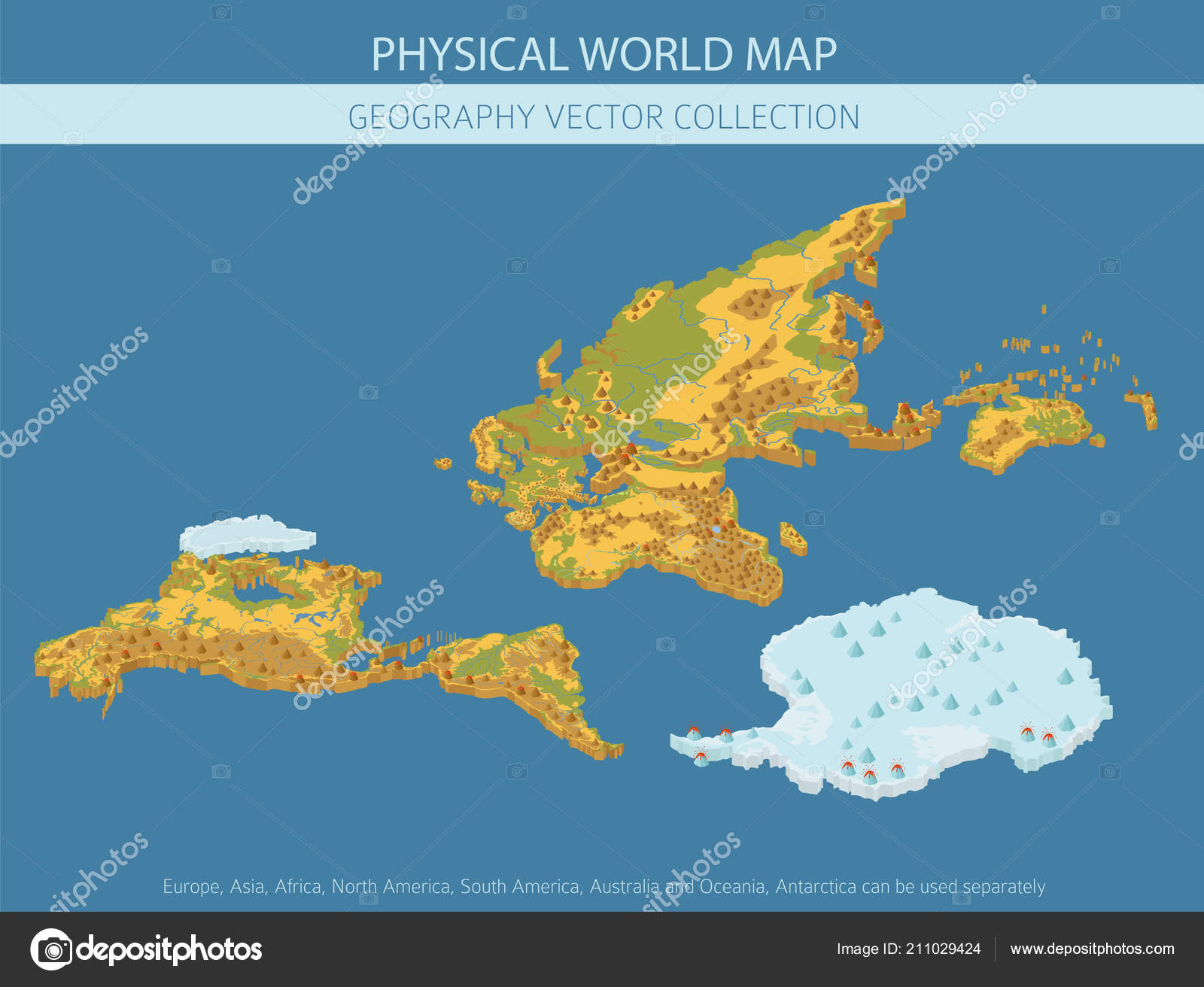 Physical World Map Elements Build Your Own Geography Info Graphic Stock ...