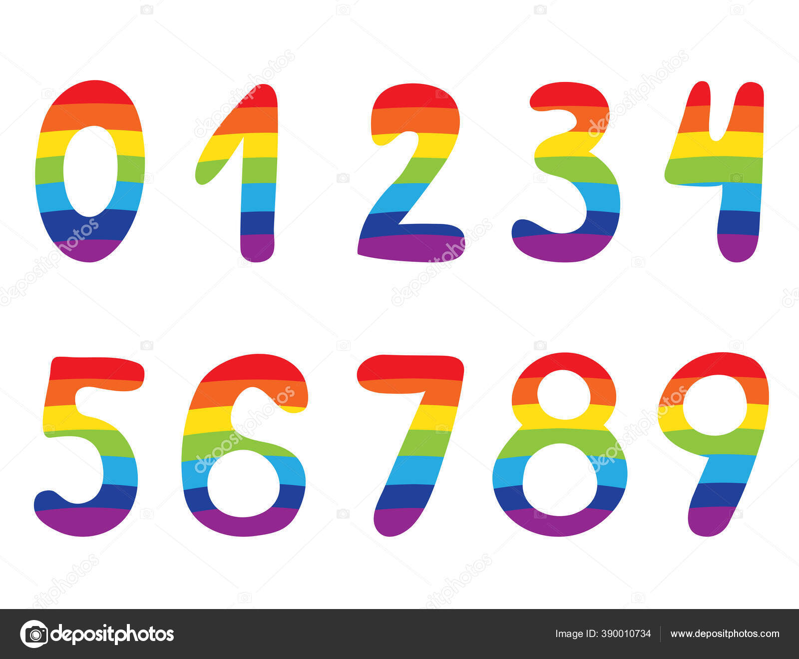 Set Rainbow Numbers White Background — Stock Photo © evalinda #390010734