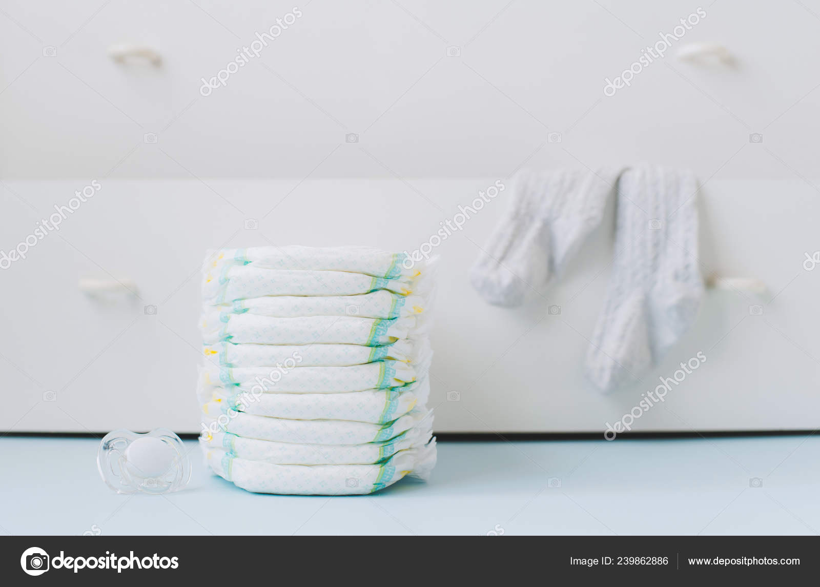 Stack Diapers Background White Dresser Linen ⬇ Stock Photo, Image by ...