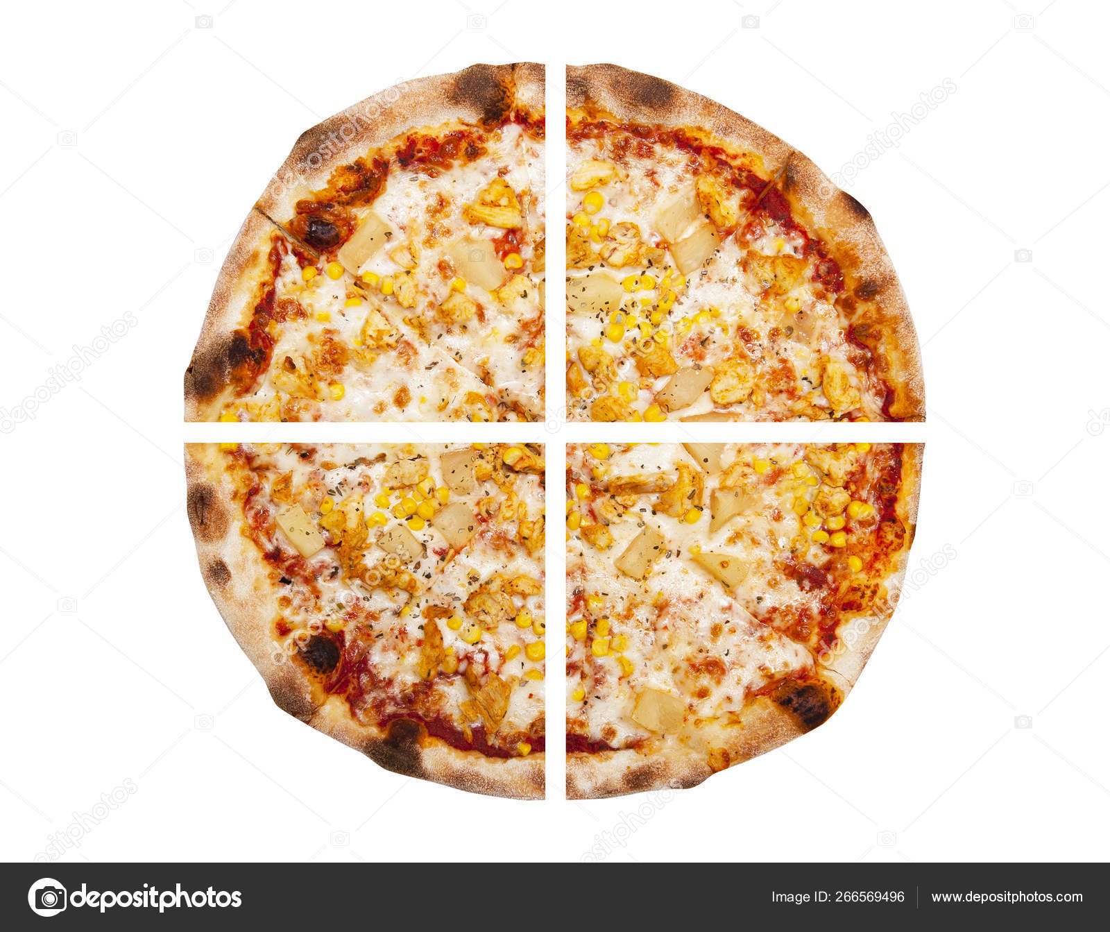 Four Pieces Pizza Isolated White Background Stock Photo by ©Deaurinko ...