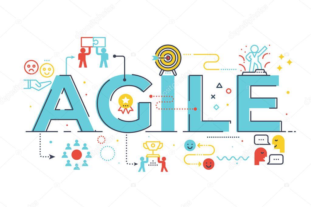 Ilustración ágil de letras de palabras 2022