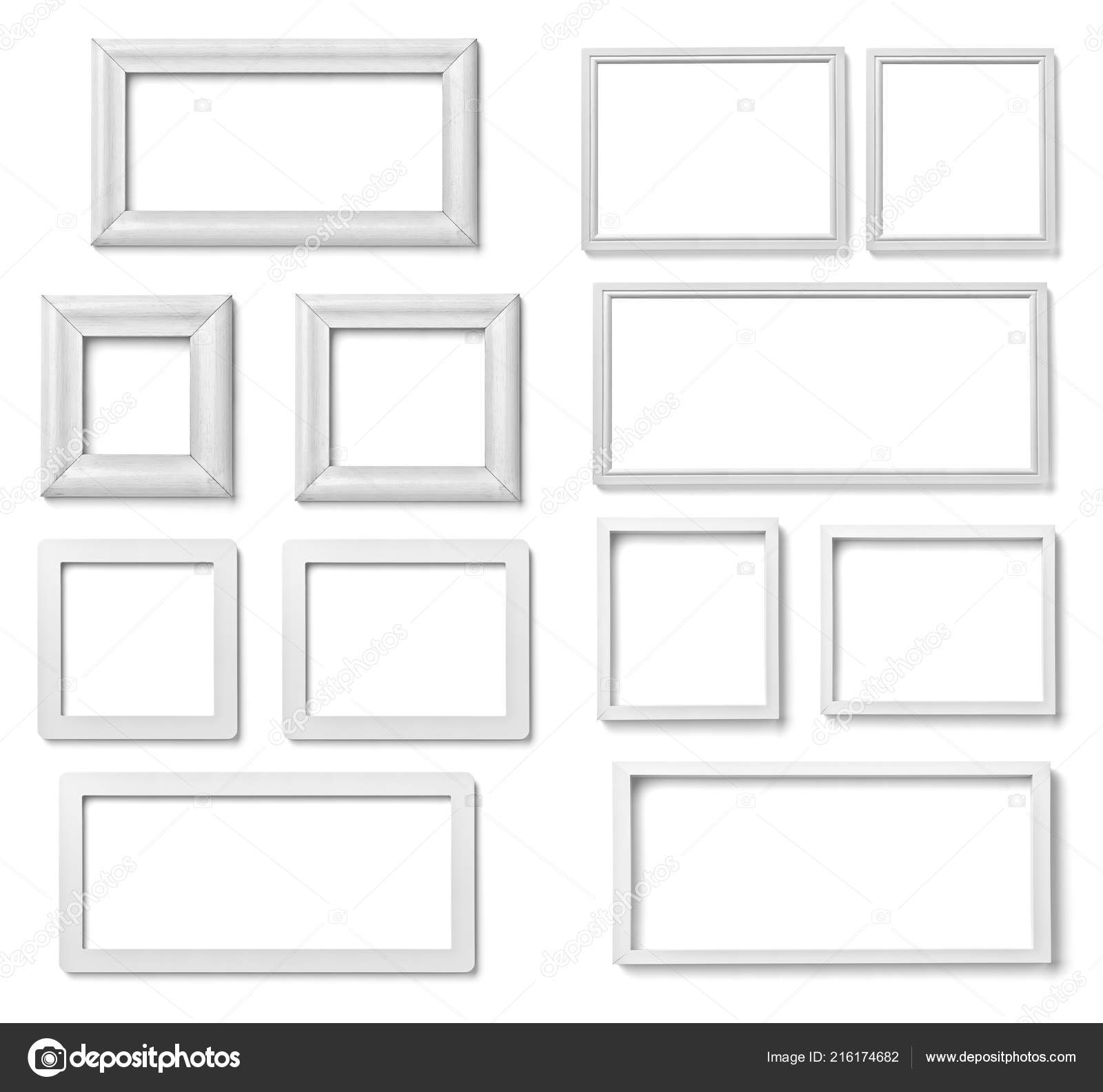 Collection Various White Wood Frames White Background Each One Shot ...