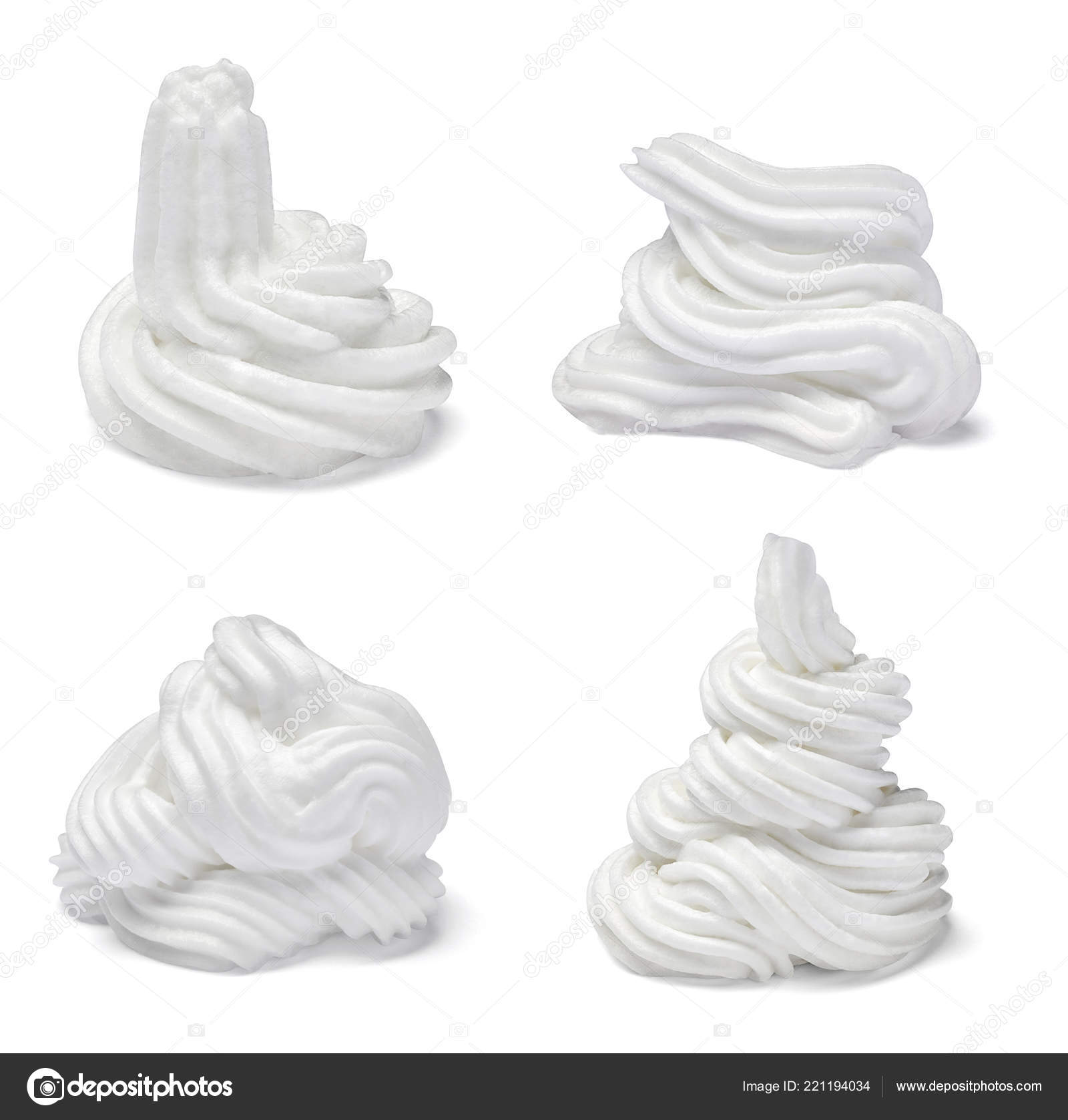 Collection Various White Whipped Cream White Background Each One Shot ...