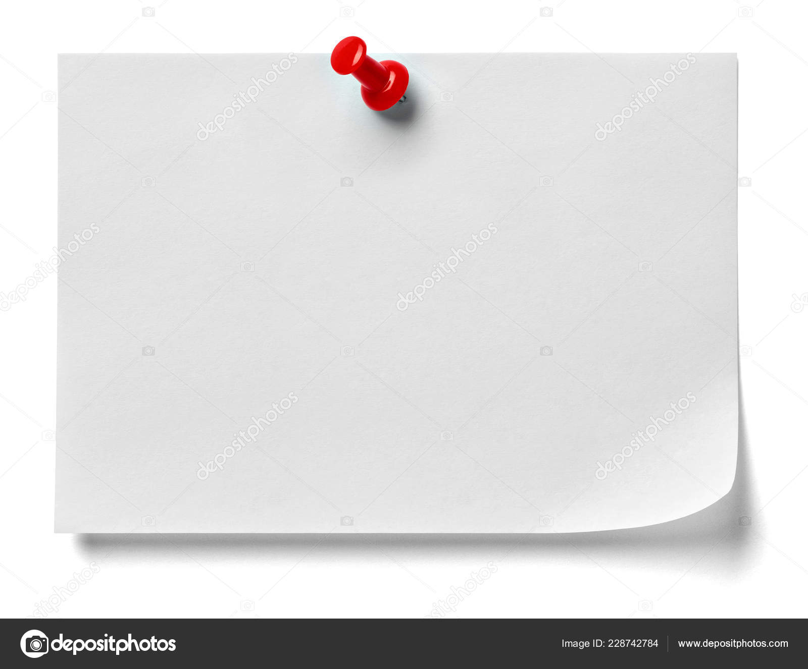 Close Note Paper Red Push Pin White Background Stock Photo by ©PicsFive ...