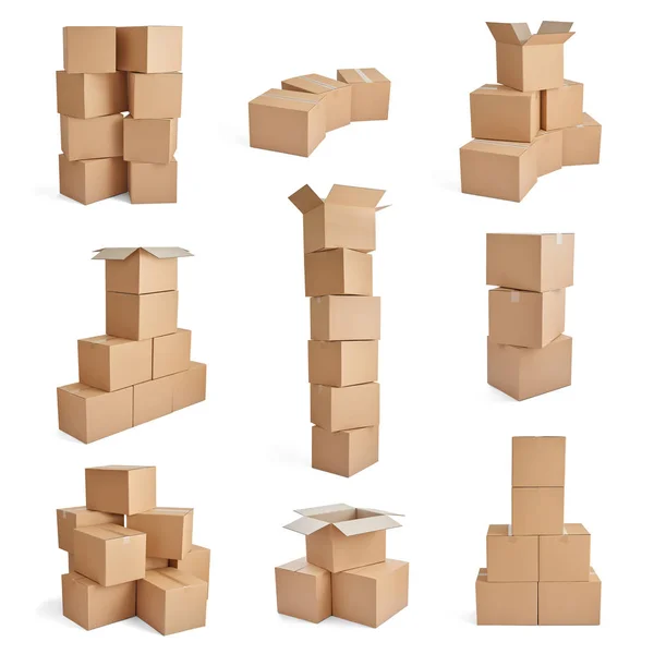 Stacks of cardboard boxes isolated on white background — Stock Photo © photkas #22869726