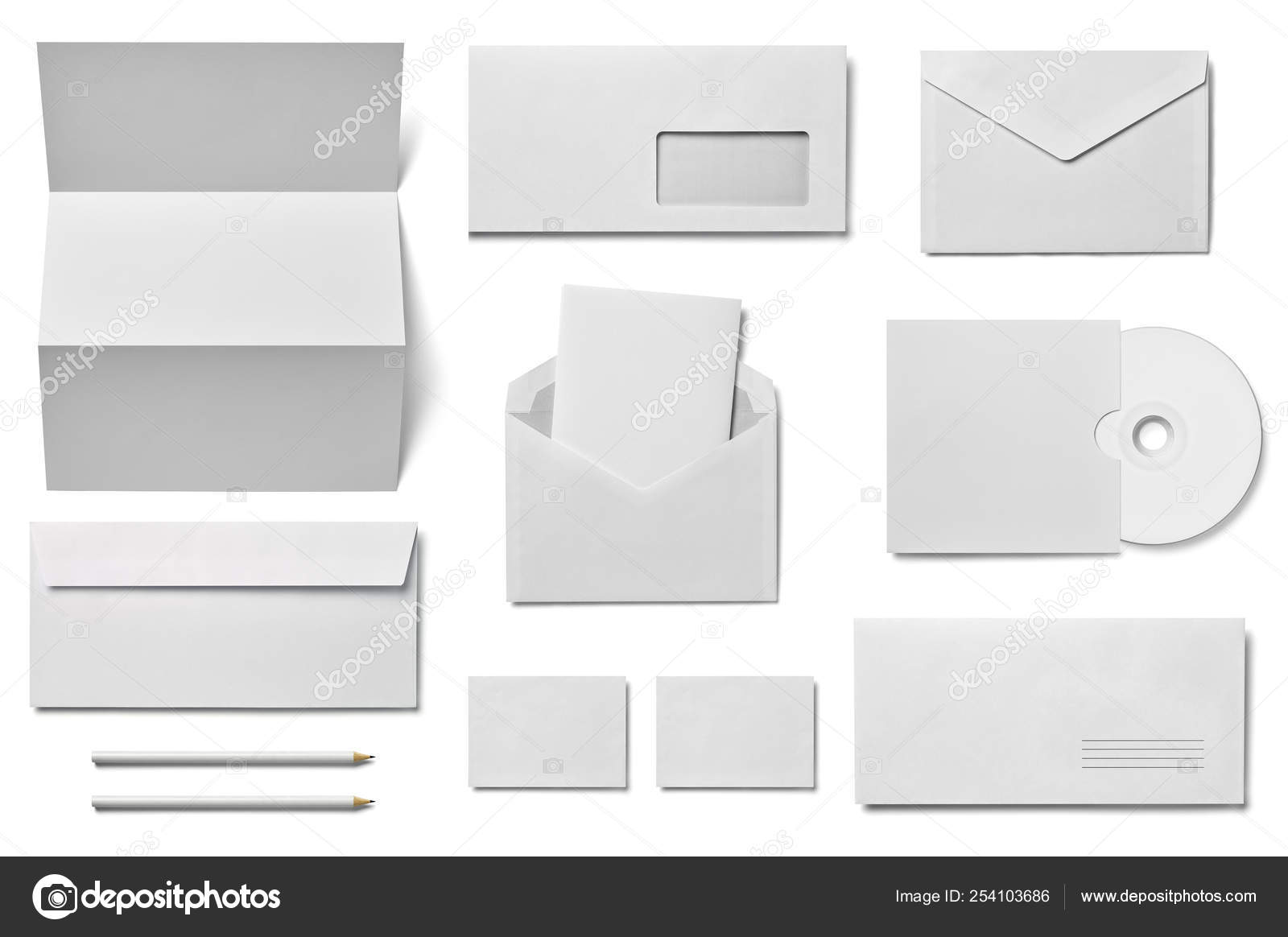 Envelope letter card paper template business pencil Stock Photo by ...
