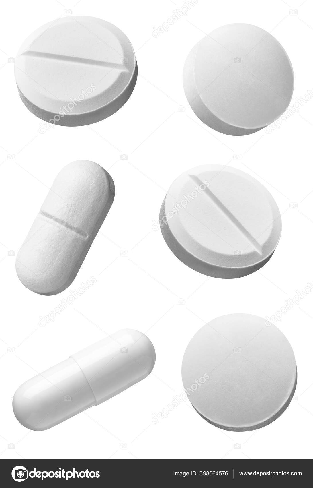 Collection Various White Pilsl White Background Stock Photo by ...