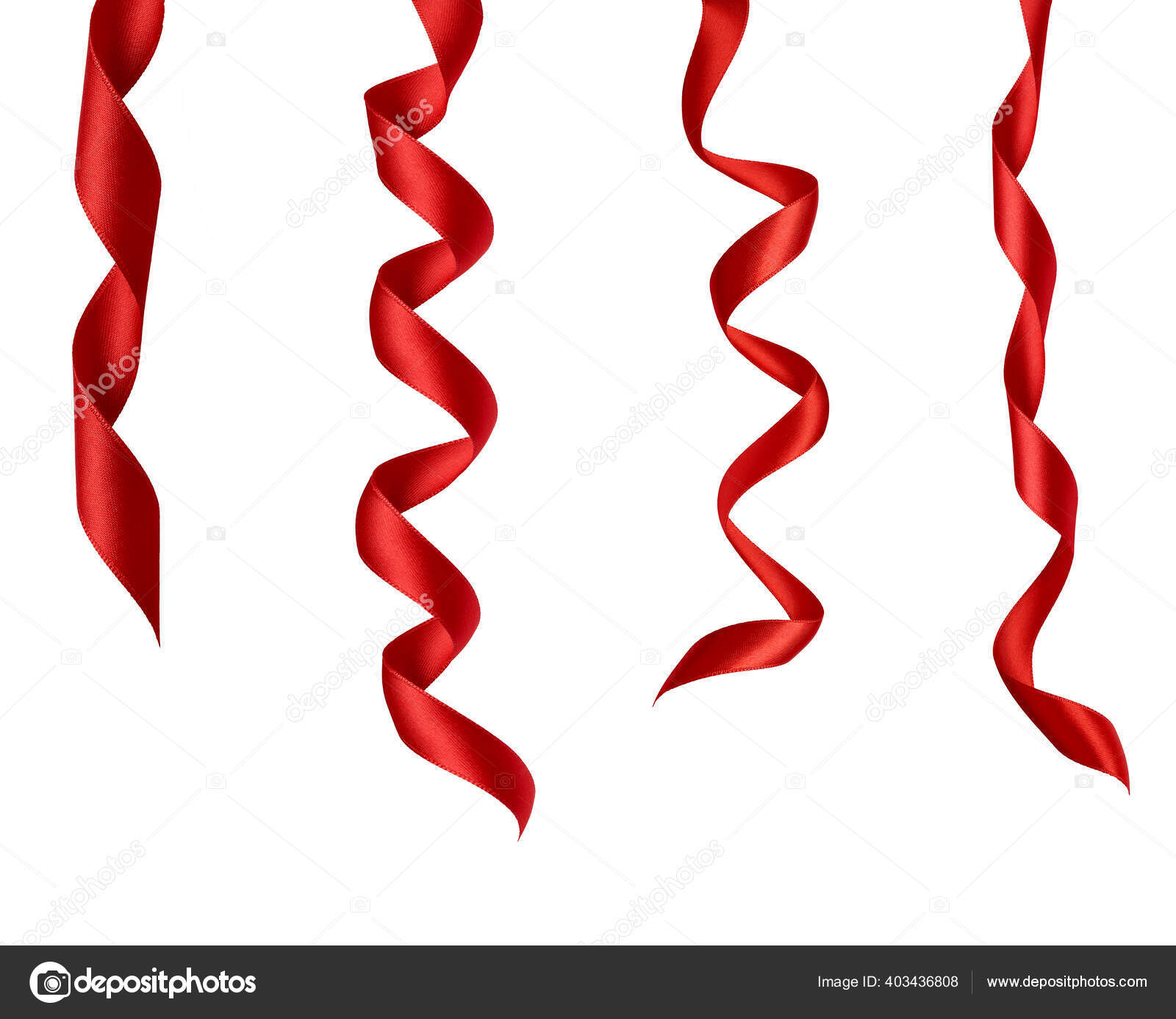 Collection Various Red Ribbon Pieces White Background Each One Shot ...