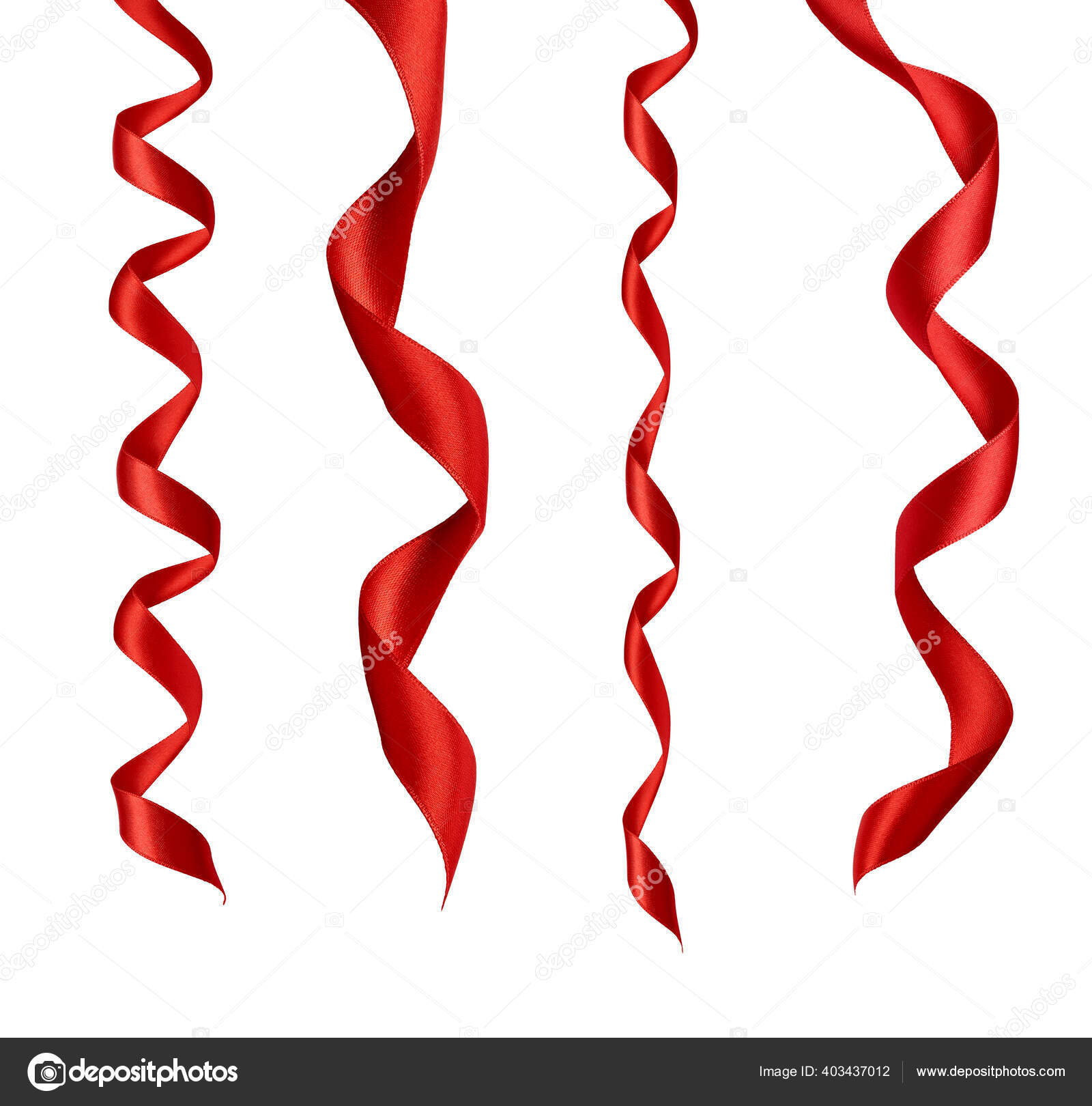 Collection Various Red Ribbon Pieces White Background Each One Shot ...