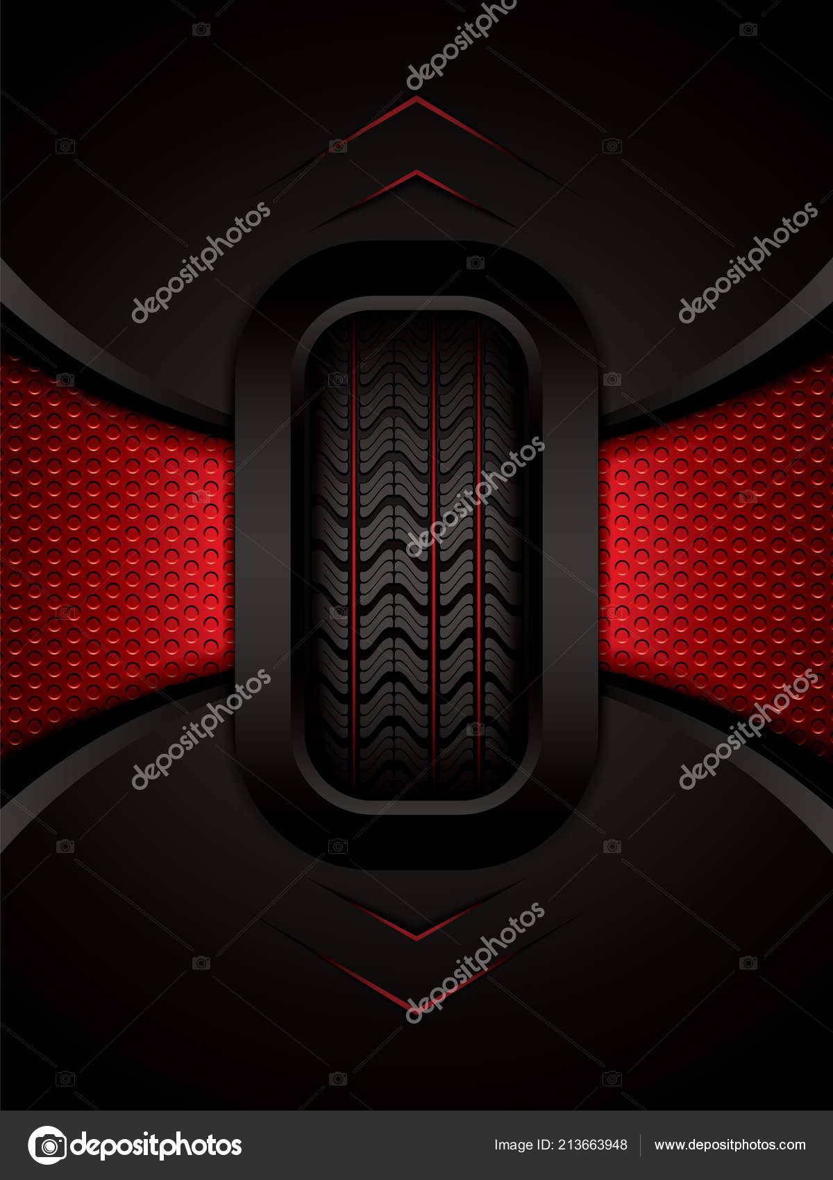 Black Rubber Tire Red Background Vector Illustration Stock Vector Image ...